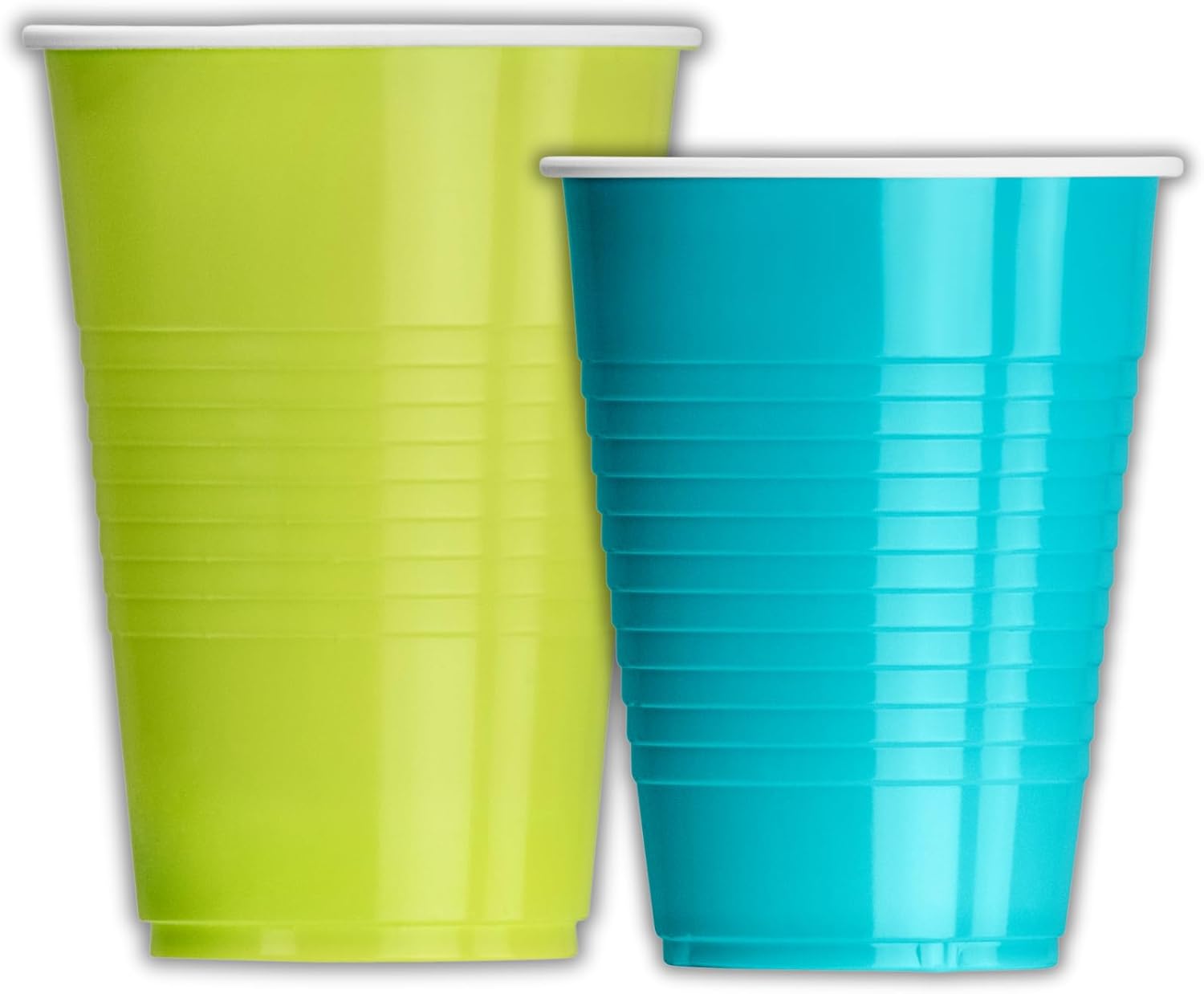 Amazon.com: DecorRack 12 oz Lagoon Blue & 16 oz Neon Lime Plastic Cups ...