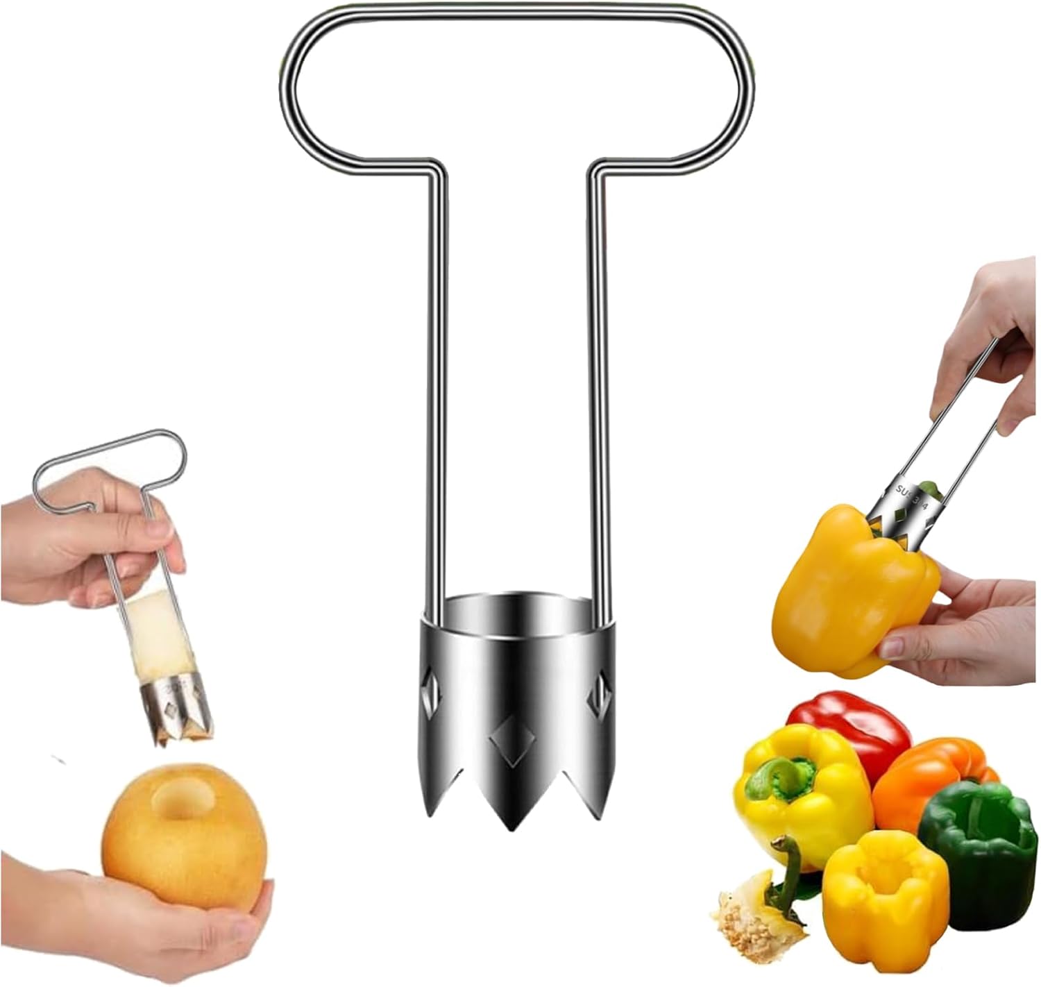 Amazon.com: 2025 New Stainless Steel Red Bell Pepper Seed Corer & Apple ...