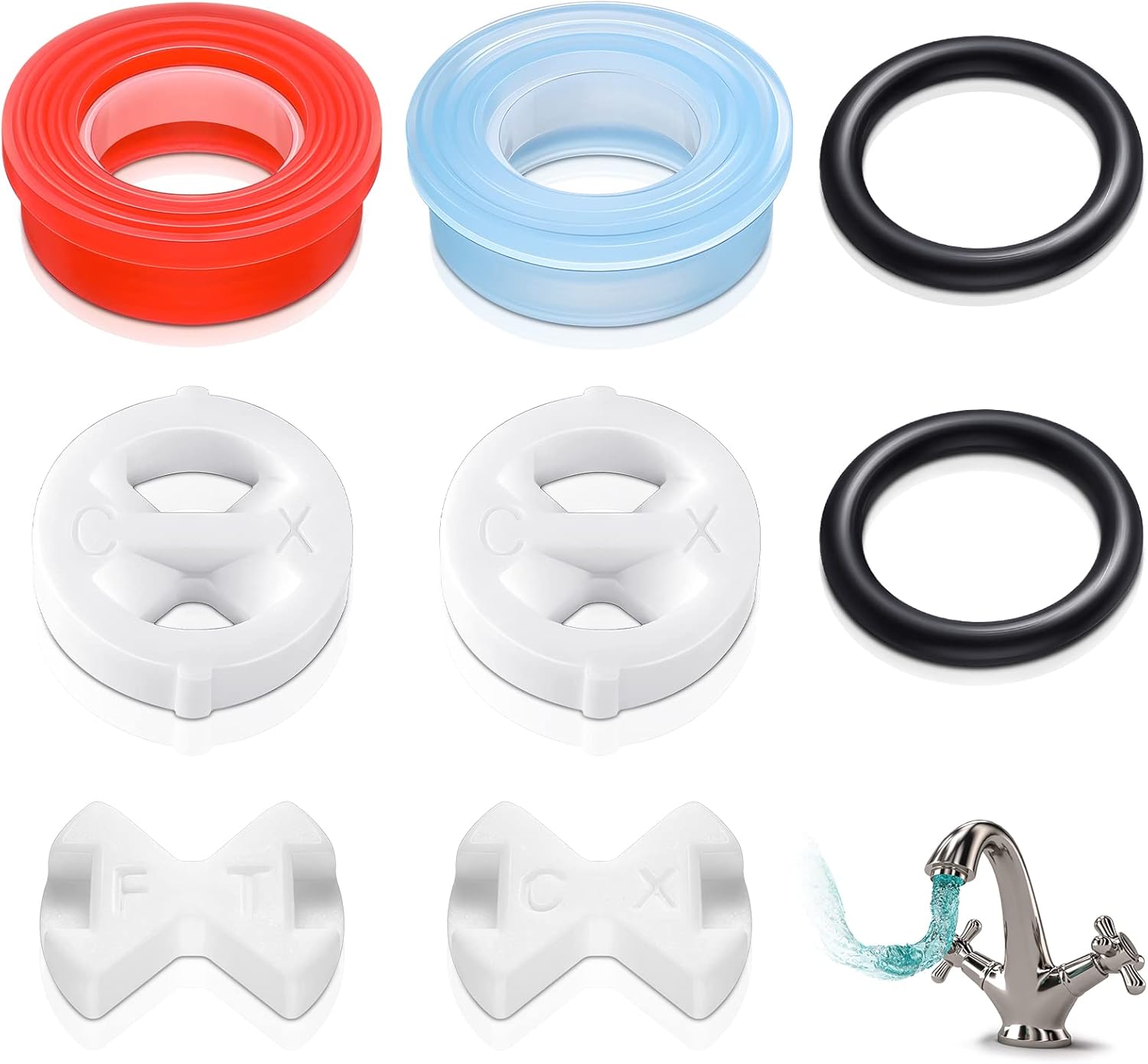 8 Pcs Replacement Ceramic Disc Silicon Washer Insert Turn Reversed ...