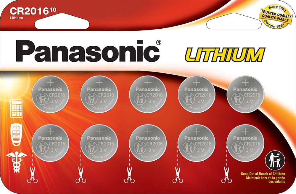 Panasonic CR2016 3.0 Volt Long Lasting Lithium Coin Cell Batteries in ...