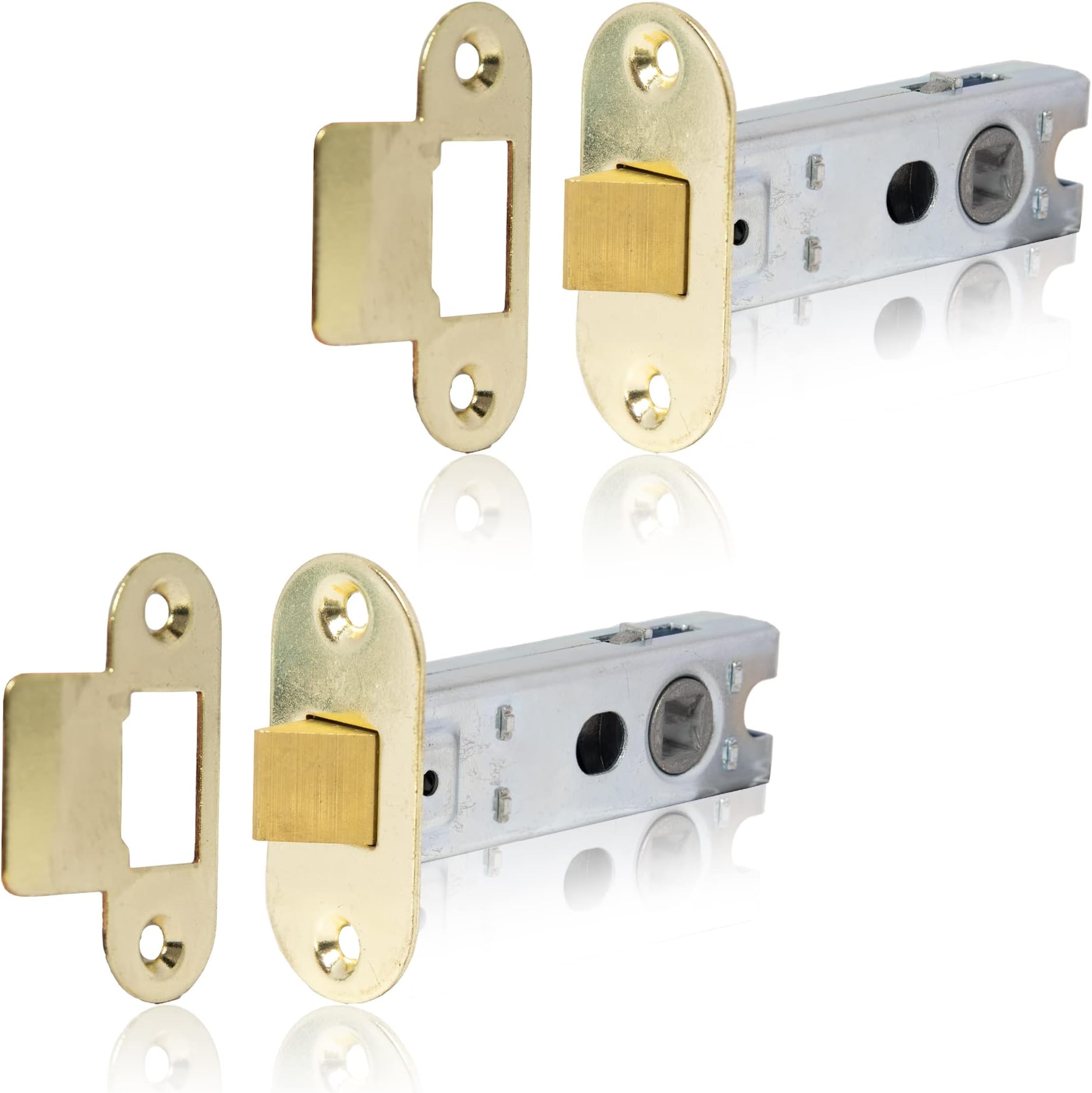 XFORT Polished Brass Radius Tubular Latch, Two 65mm Polished Brass ...