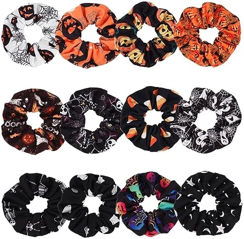 Amazon.com : Halloween Hair Scrunchies BOO Spooky Pumpkin Fall ...