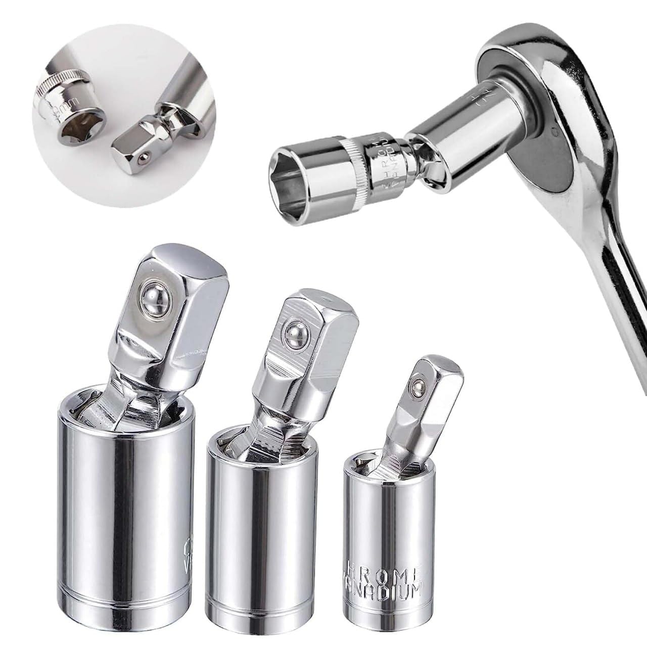 Nexllent Impact Universal Joint Socket Sets 1/4 Inch, 3/8 Inch, 1/2 ...
