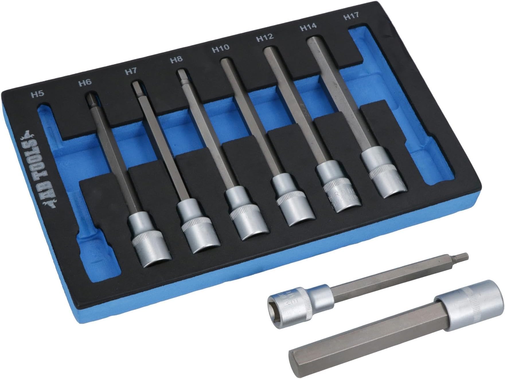 1/2" Drive Allen Hex Key Sockets Extra Long 140mm 5mm - 17mm 8pc Set ...