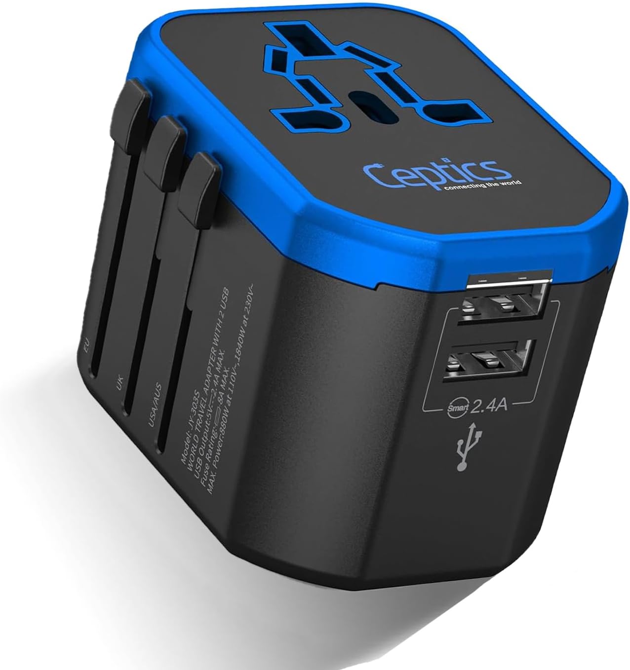 Ceptics World Travel Dual USB Power Plug Adapter - 2 USB Ports Wall ...