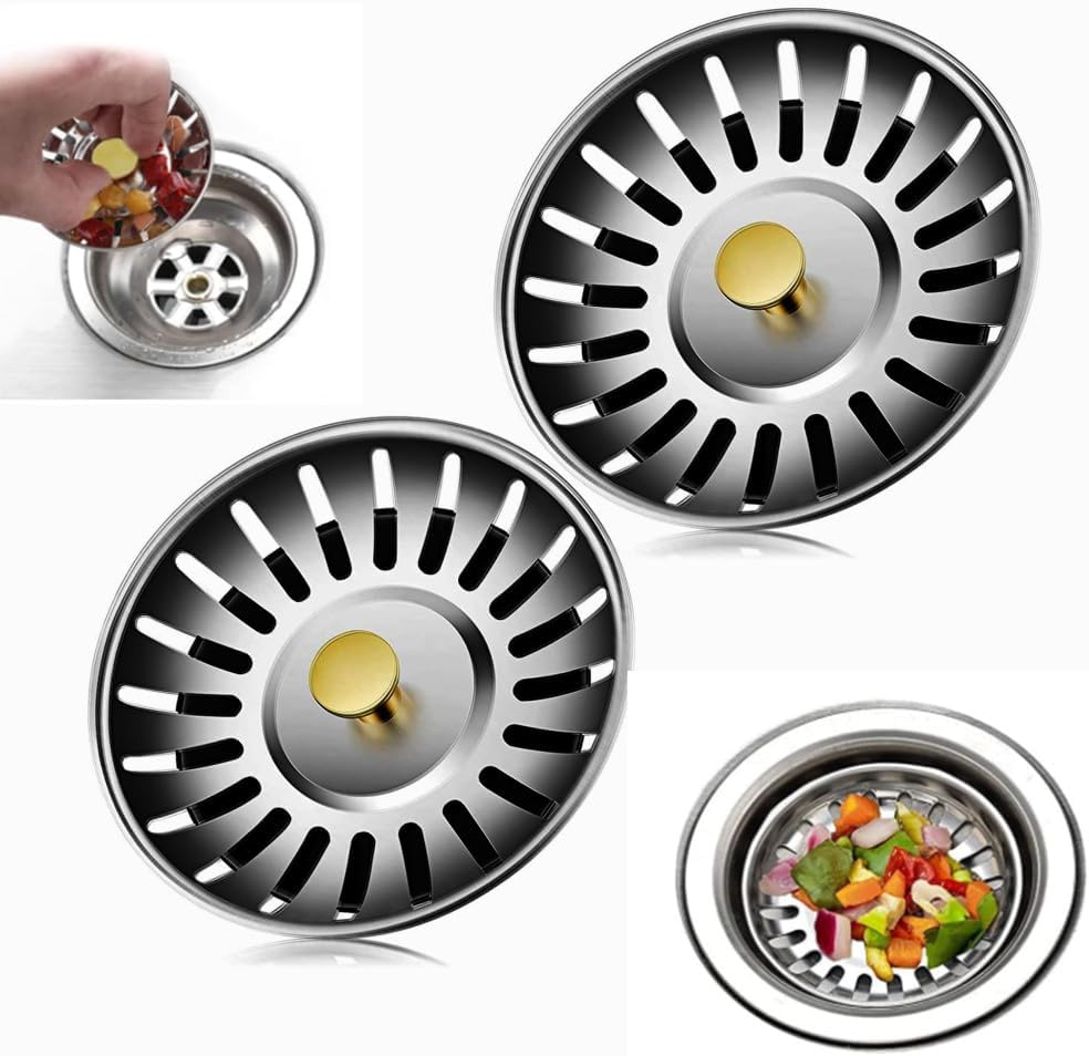 2 Pack Sink Strainer Plug,KLHCDUO 79mm Diameter Strainer Stainless ...