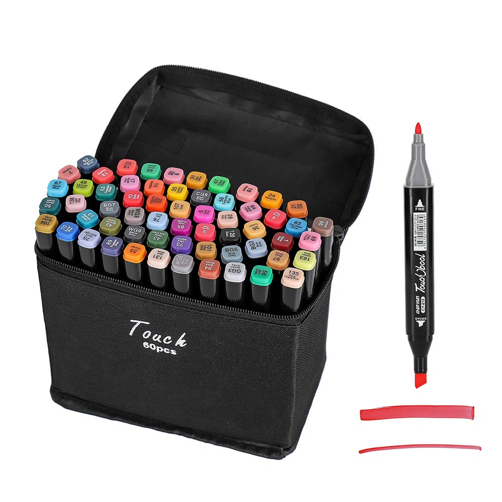 Buy 60 Colors Artist Alcohol Markers Dual Tips Marker Pens Permanent ...
