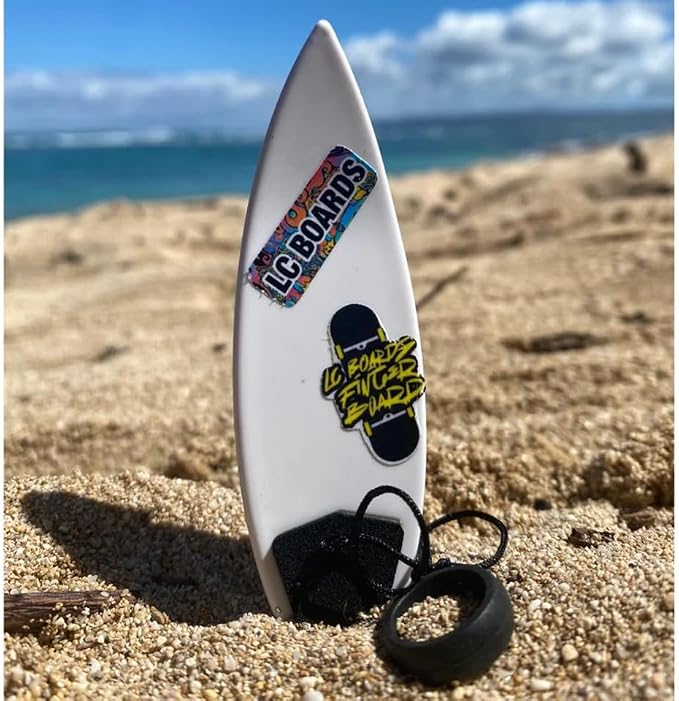 Amazon.com: LC Boards Finger Surfboard White with Leash : Toys & Games