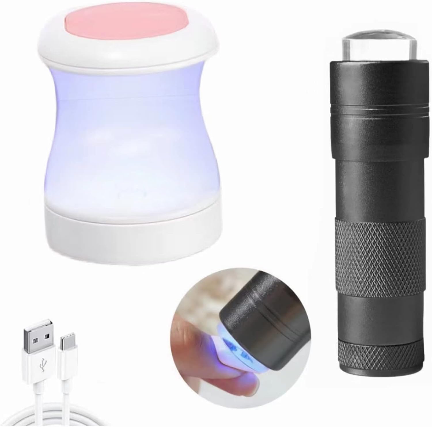 Amazon.com : 2PCS Mini UV LED Nail Lamp,Mini UV Gel Nail Polish Lamp ...