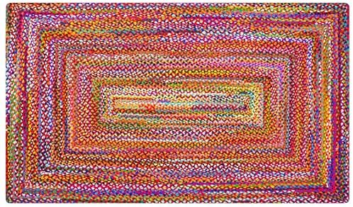 Amazon.com: RAJRANG Chindi Rag Rug Reversible Cotton Braided Colorful ...