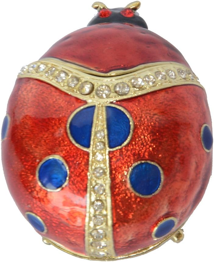 Amazon.com: MIXDOM Ladybug Trinket Box Jewelry Box Hand Painted ...