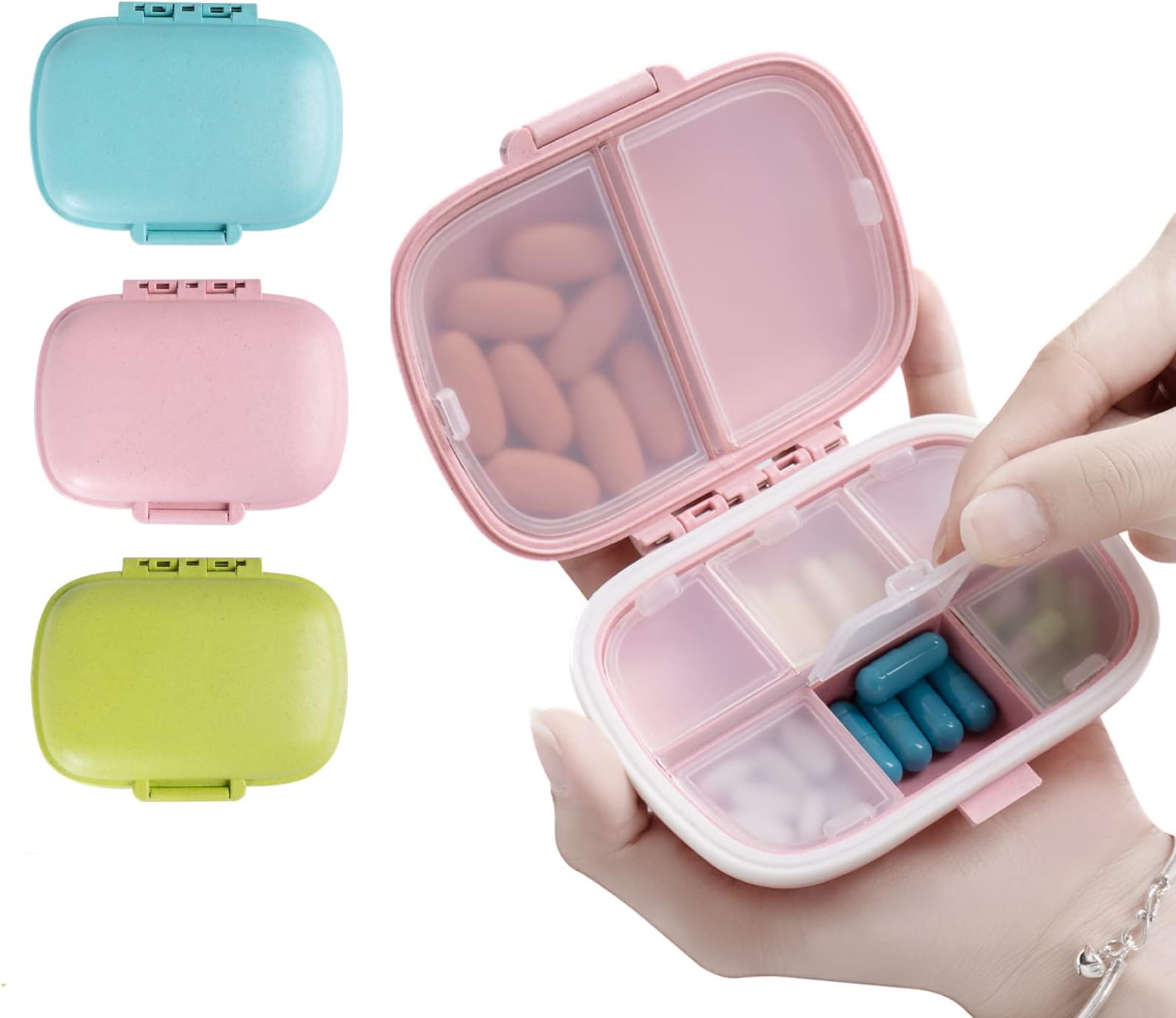 3 Pack Travel Pill Organizer, Daily Pill Organizer Travel, 8 ...