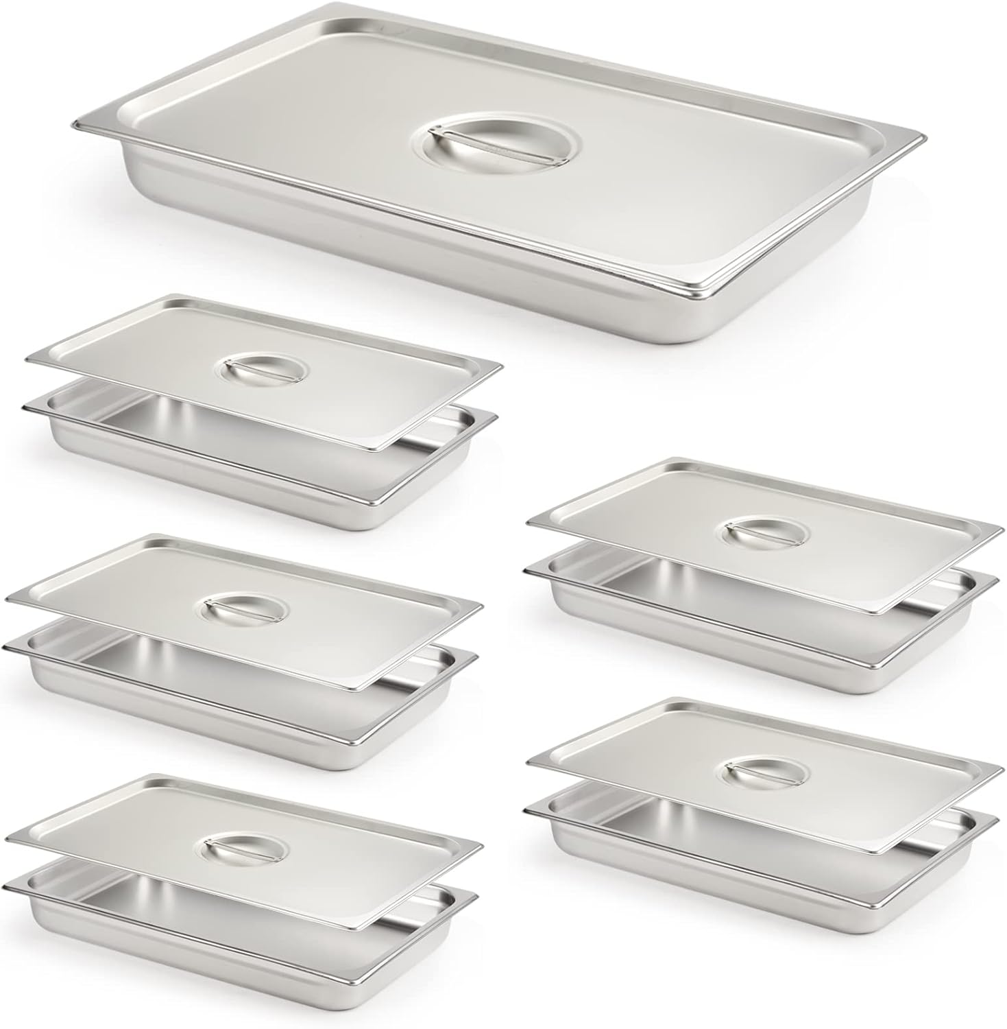 Amazon.com: CURTA 6 Pack Anti-Jam Hotel Pans with Lids, Full Size 2 1/2 ...