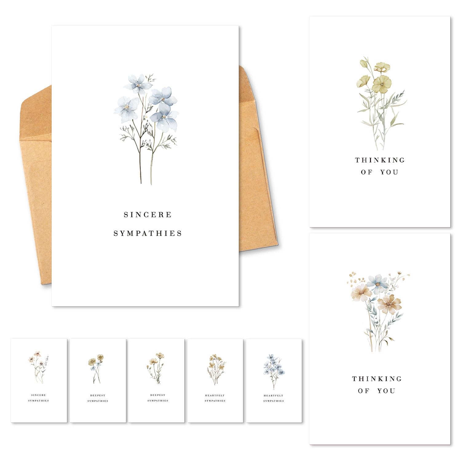 Amazon.com : KYONANO 40 Sympathy Cards with Envelopes - Blank Inside ...