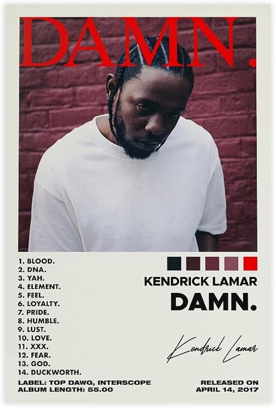 GLOYER Kendrick Lamar Poster Damn Album Cover Poster Canvas Poster ...