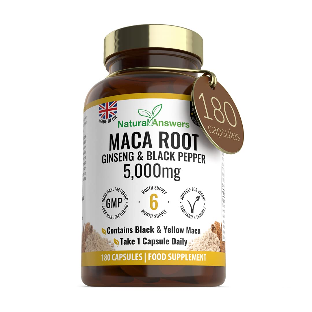 Buy 180 Maca Root s with Ginseng & Black Pepper - (6 Months Supply ...