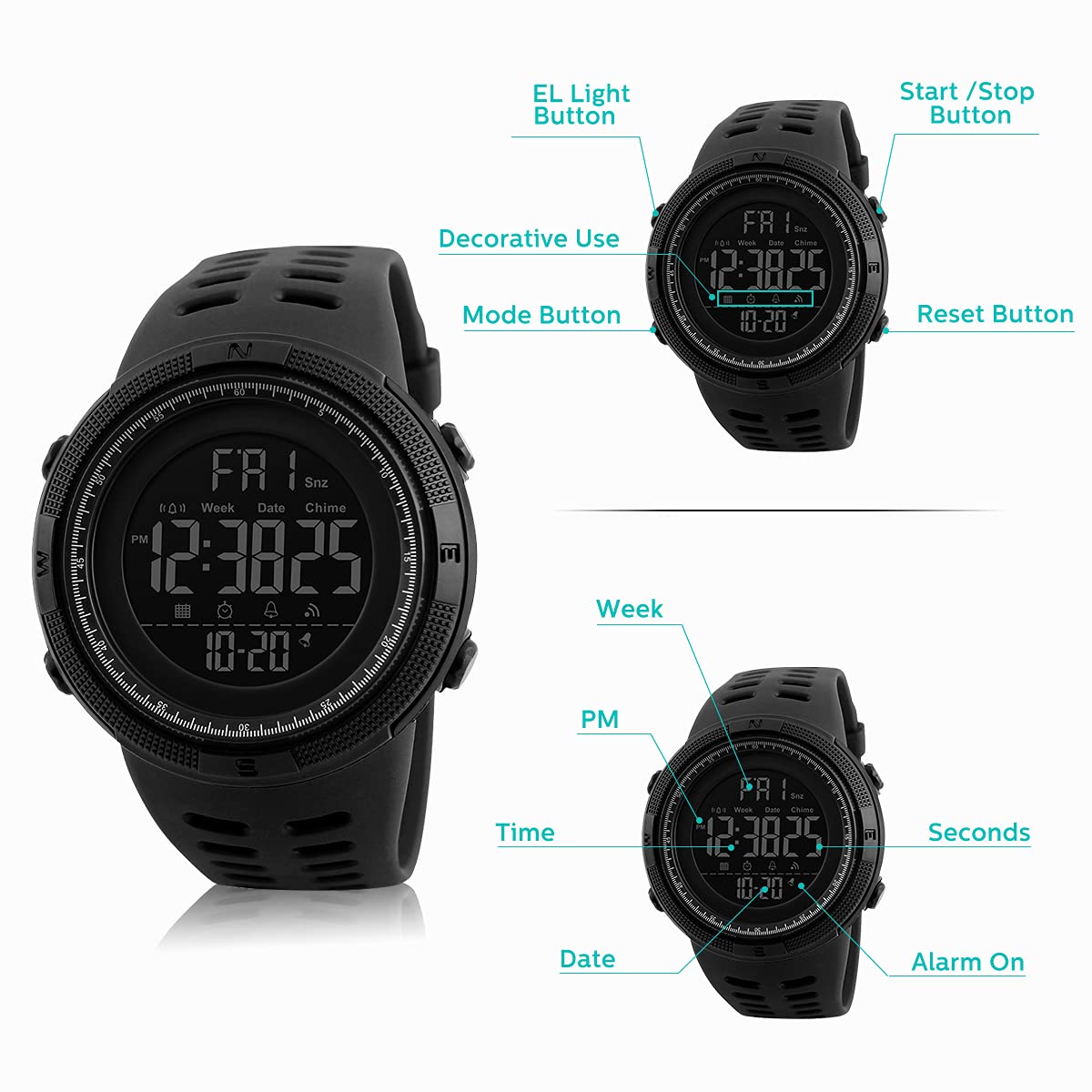 Snapklik.com : L LAVAREDO Mens Digital Watch Sports Military Watches ...