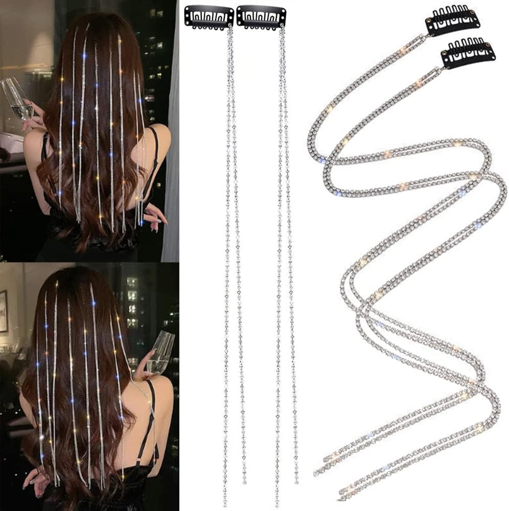 Amazon.com : Chunyin 6 Pcs Rhinestone Hair Chains for Women Pearl Charm ...
