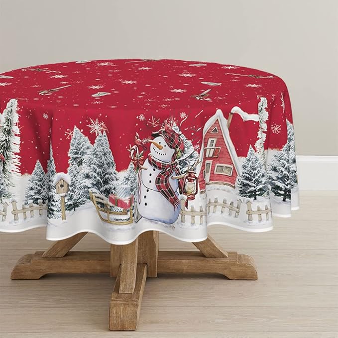 Amazon.com: HoralDaily Christmas Tablecloth 70x70 Inch Round,Snowmen ...