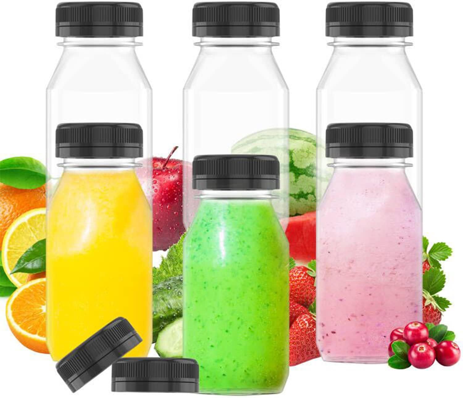 Amazon.com: 6 Pcs Plastic Juice Bottle Reusable Transparent Bulk ...