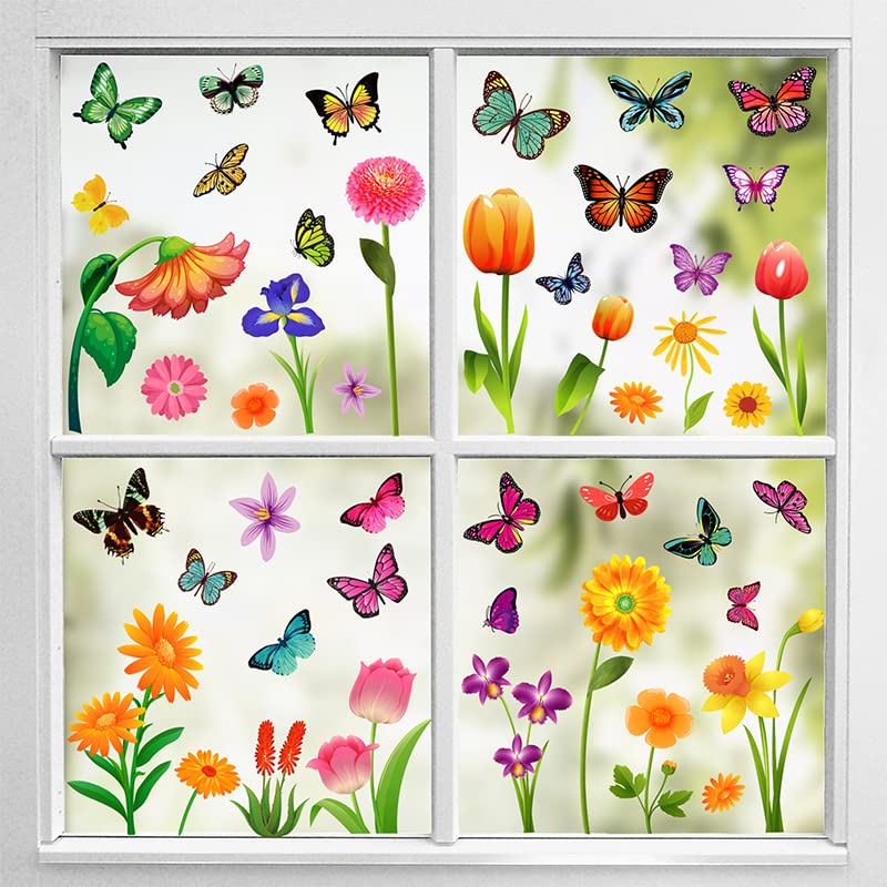 Amazon.com: Flower Window Clings for Glass Windows - Stickers Vinyl ...