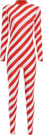 Amazon.com: Hansber Women's Candy Cane Christmas Costume Mrs Santa ...