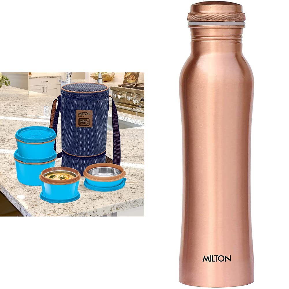 Buy Milton Flexi Insulated Inner Stainless Steel Lunch Box Set, 4-Pieces, Blue & Copperas 1000 ...