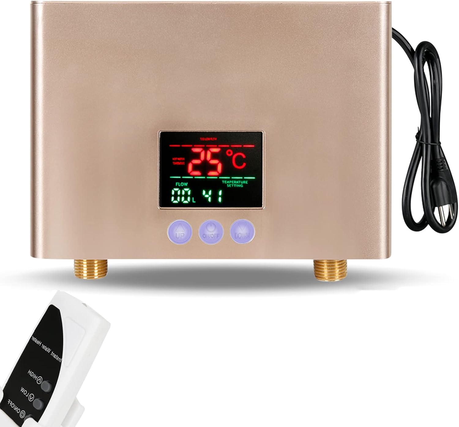 Mini Tankless Water Heater Electric 3000W LED Display With Remote ...