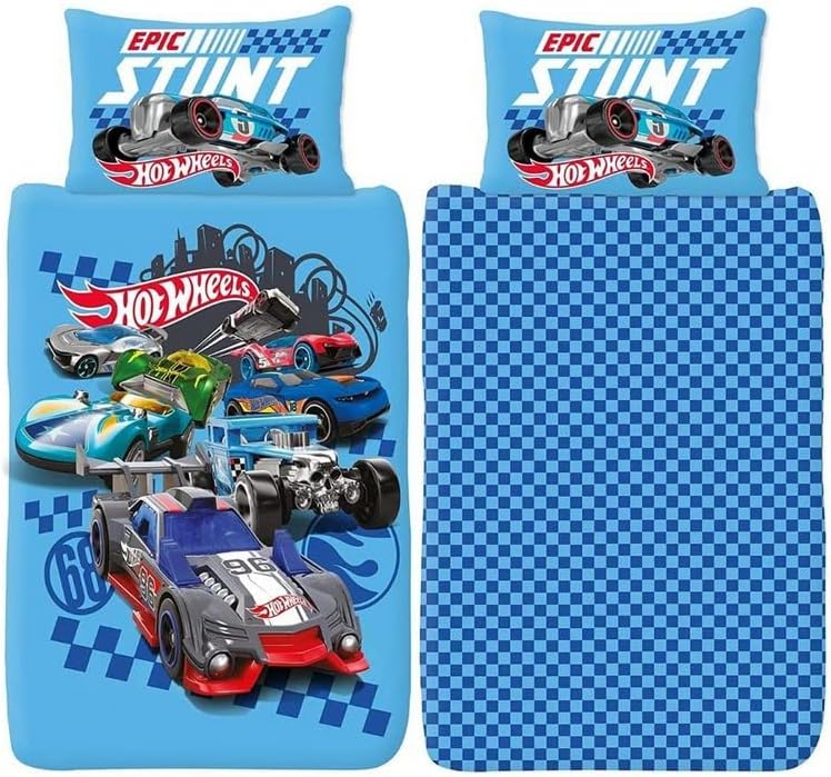 Hot Wheels 2 pcs, Single Duvet Cover - Epic Stunt Design - Official ...