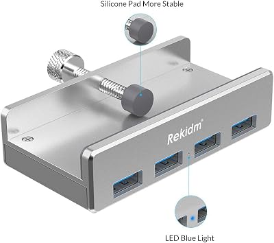 4 Port Aluminum Desk USB 3.0 Hub with Clamp Design Barbados | Ubuy