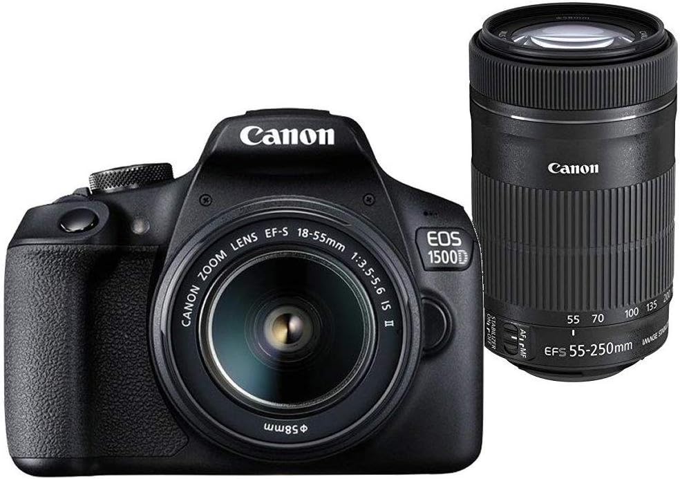 Buy Canon EOS 1500D 24.1MP Digital SLR Camera (Black) with 18-55 and 55 ...