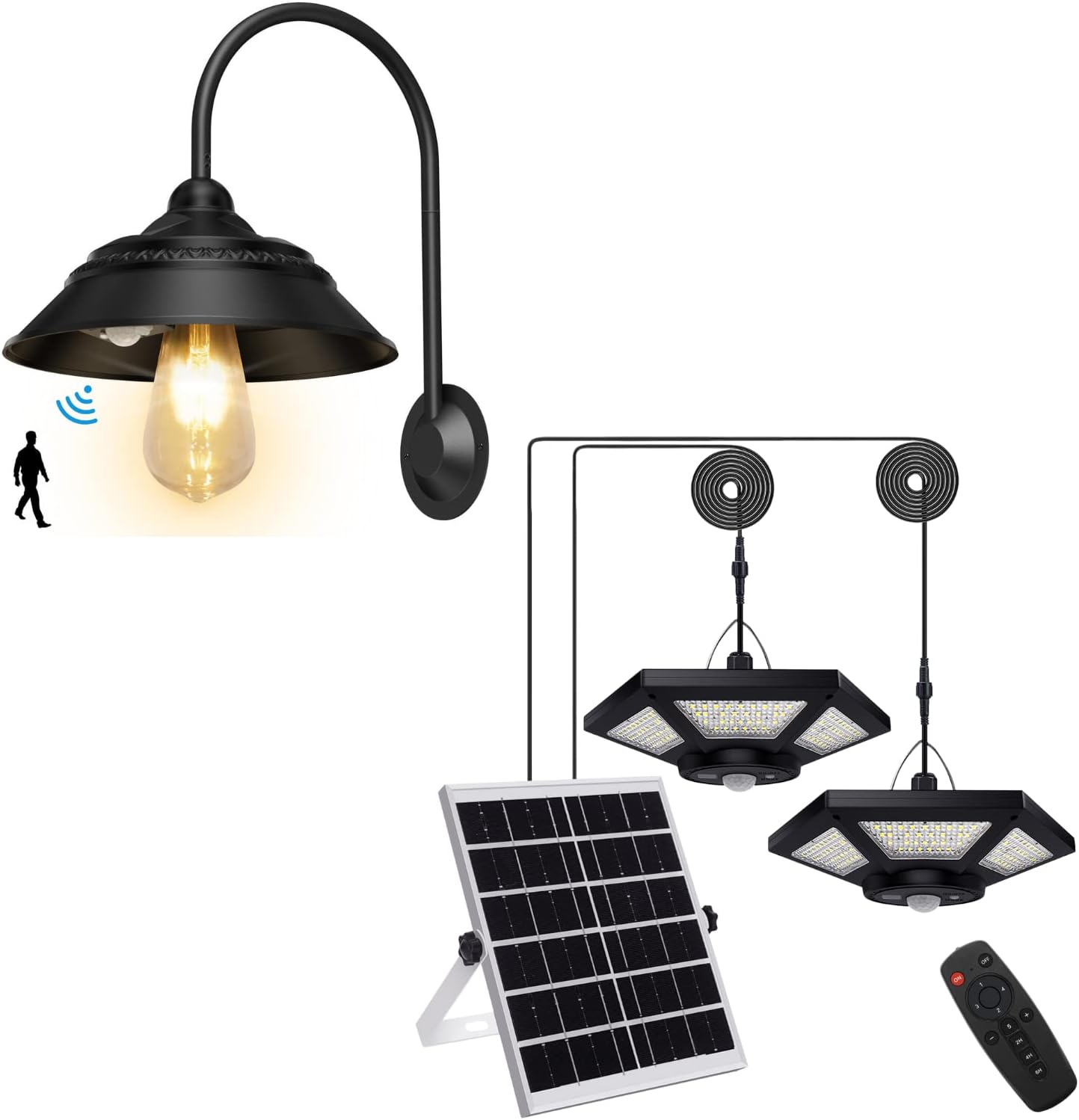 Yomisga Solar Farmhouse Light and 180LED Solar Dual Lights Bundle ...