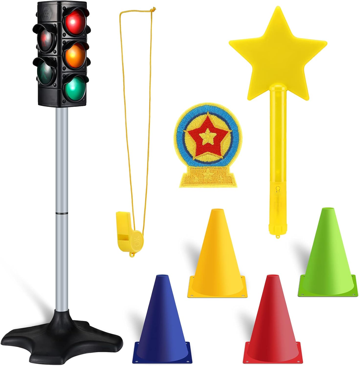 Amazon.com: Wettarn 8 Pcs Traffic Light Toy Set 4 Pcs Roadblocks ...