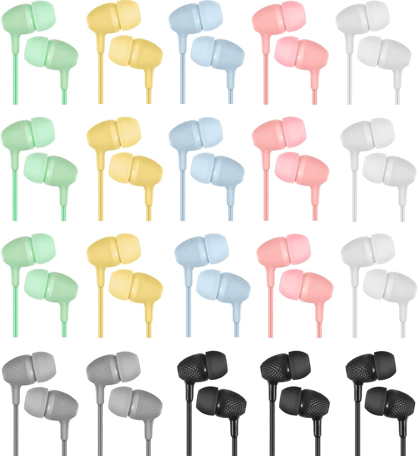 Amazon.com: 20 Pack Kids Earbuds Bulk 3.5 mm in-Ear Earphones Multi ...