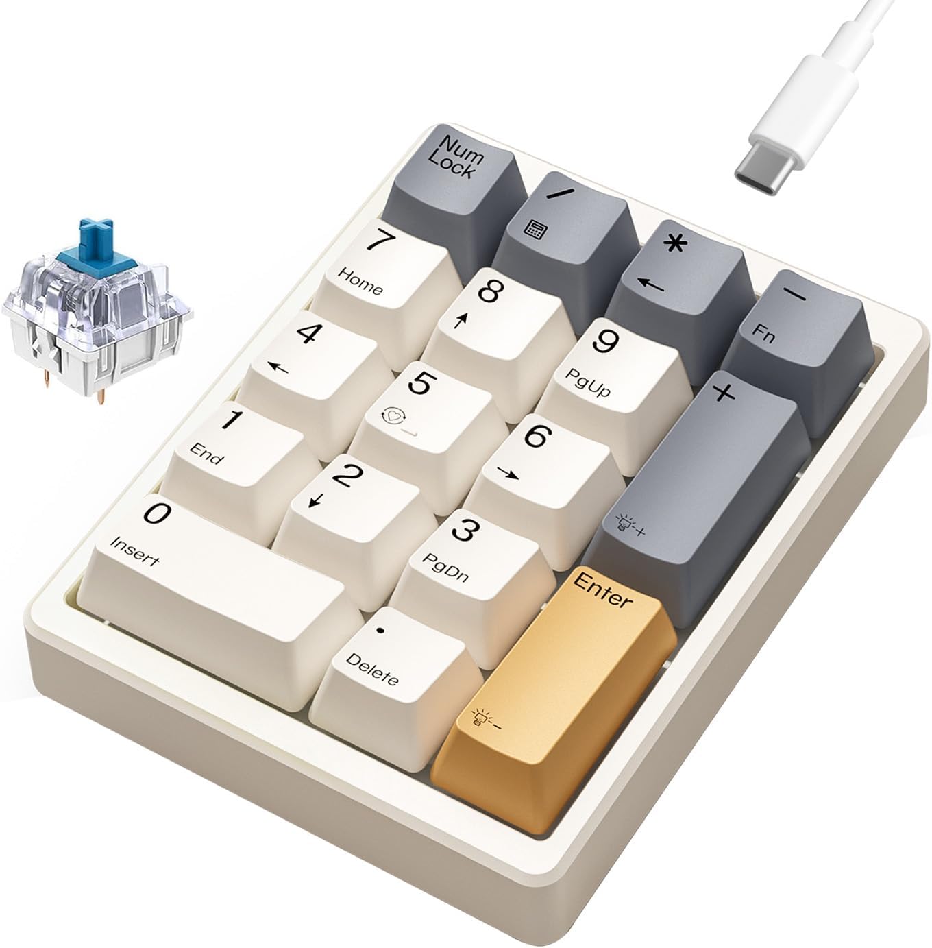 Amazon.com: Rottay Number Pad, Mechanical USB Wired Numeric Keypad with ...