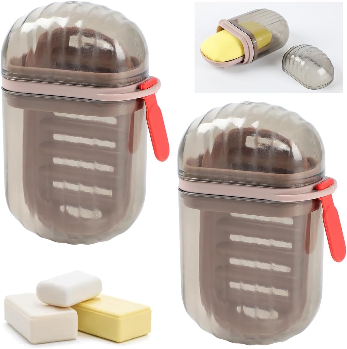 Amazon.com: Hooshion Soap Holder, 2-Pack Travel Soap Container with Lid ...