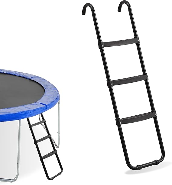 Universal 3-Step Trampoline Ladder with Horizontal and Wide Steps, Hook ...