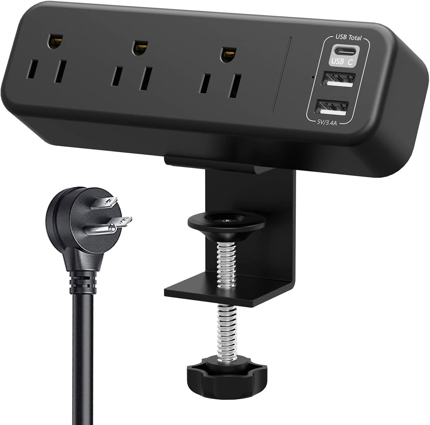 Amazon.com: Desk Clamp Power Strip with USB C, 3 Outlet Desktop Mount ...