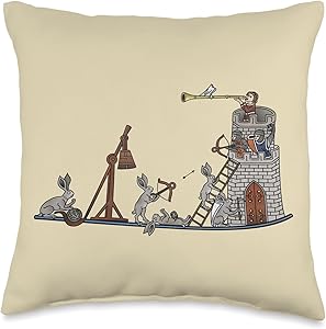Amazon.com: Marginalia Medieval Rabbits Siege Castle - Almohada ...