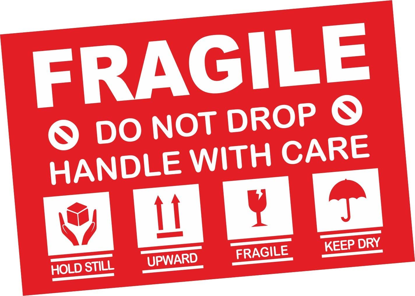 PG Creations Fragile Stickers for Packing, Shipping, 3x4.5 Inch, Medium ...
