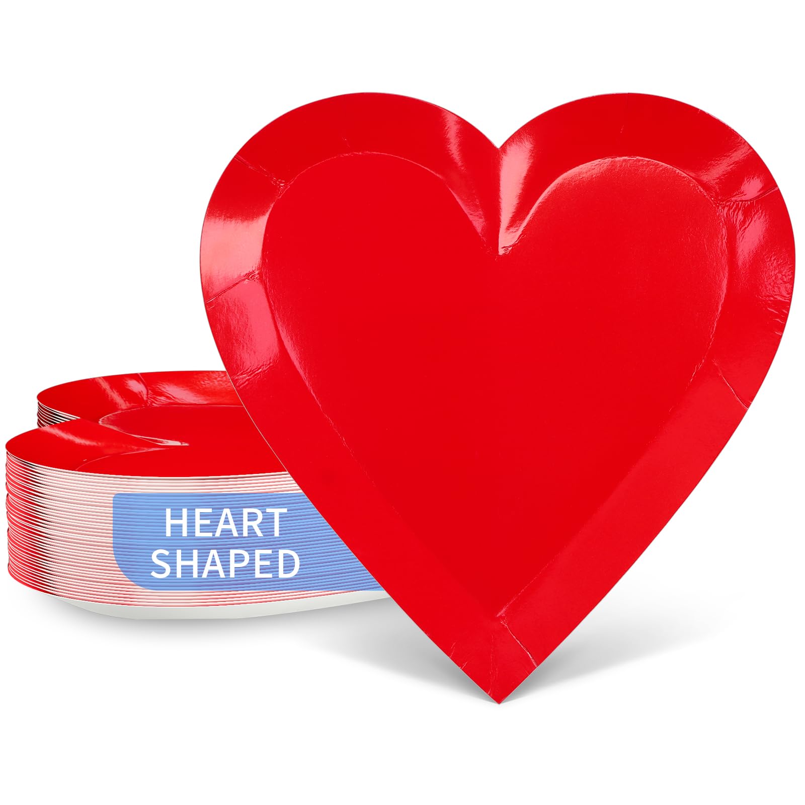 Amazon.com: DYLIVeS Red Heart Shaped Dessert Plates, 9'' Disposable ...