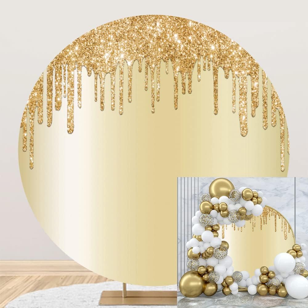 Amazon.com : OERJU Gold Round Backdrop Cover Luxurious Golden Sequins ...