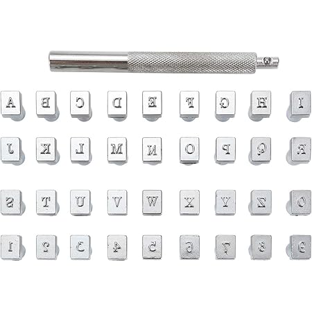 Amazon.de: 36pcs 13mm Metall Leder Stempel Set Punch Vintage Design Alphabet 26 Buchstaben & 10 ...