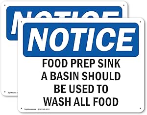 Amazon.com: (2 Pack) Food Prep Sink Only A Basin Should Be Used OSHA ...