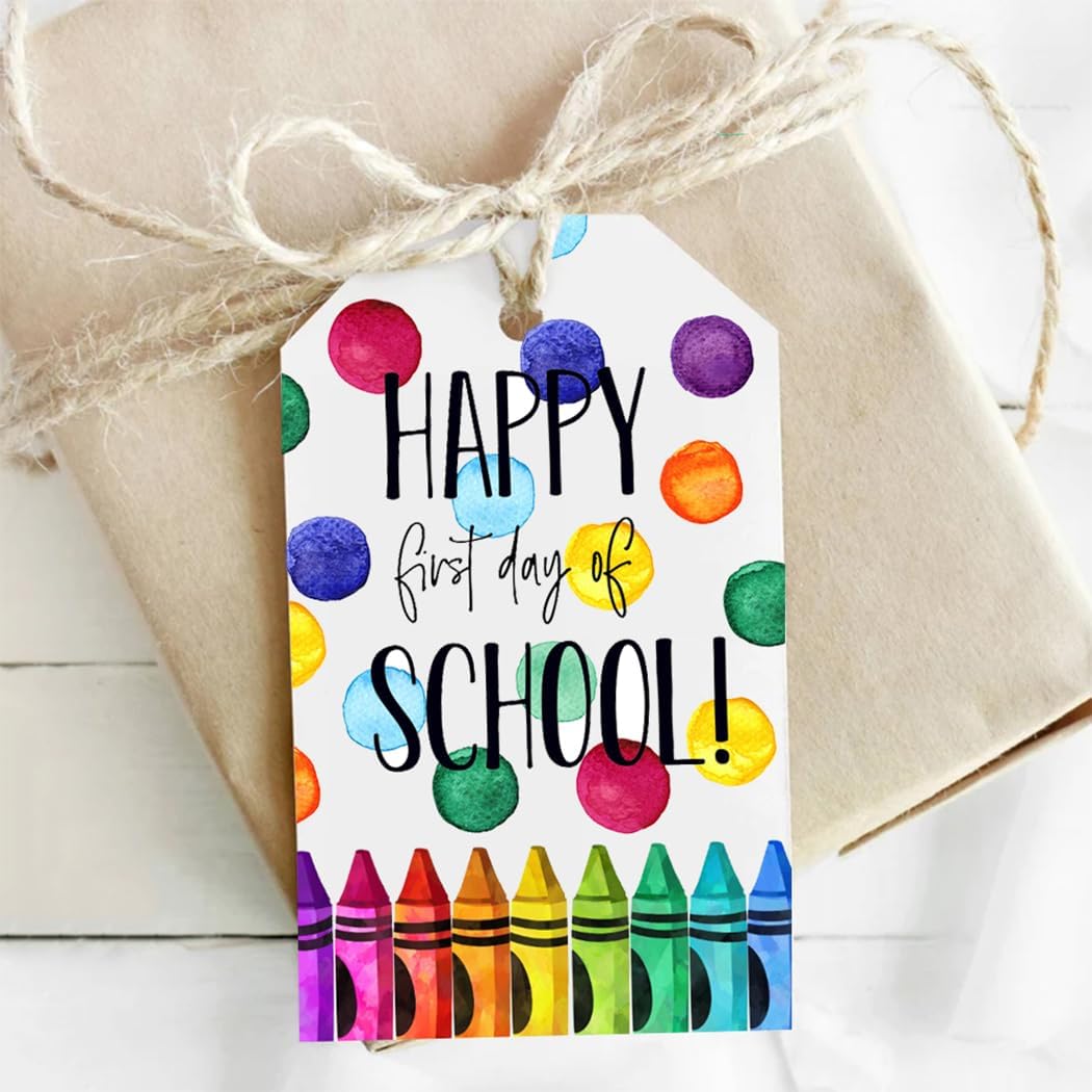 Amazon.com : SEBMNOO Multicolor Happy First Day of School Gift Tags ...