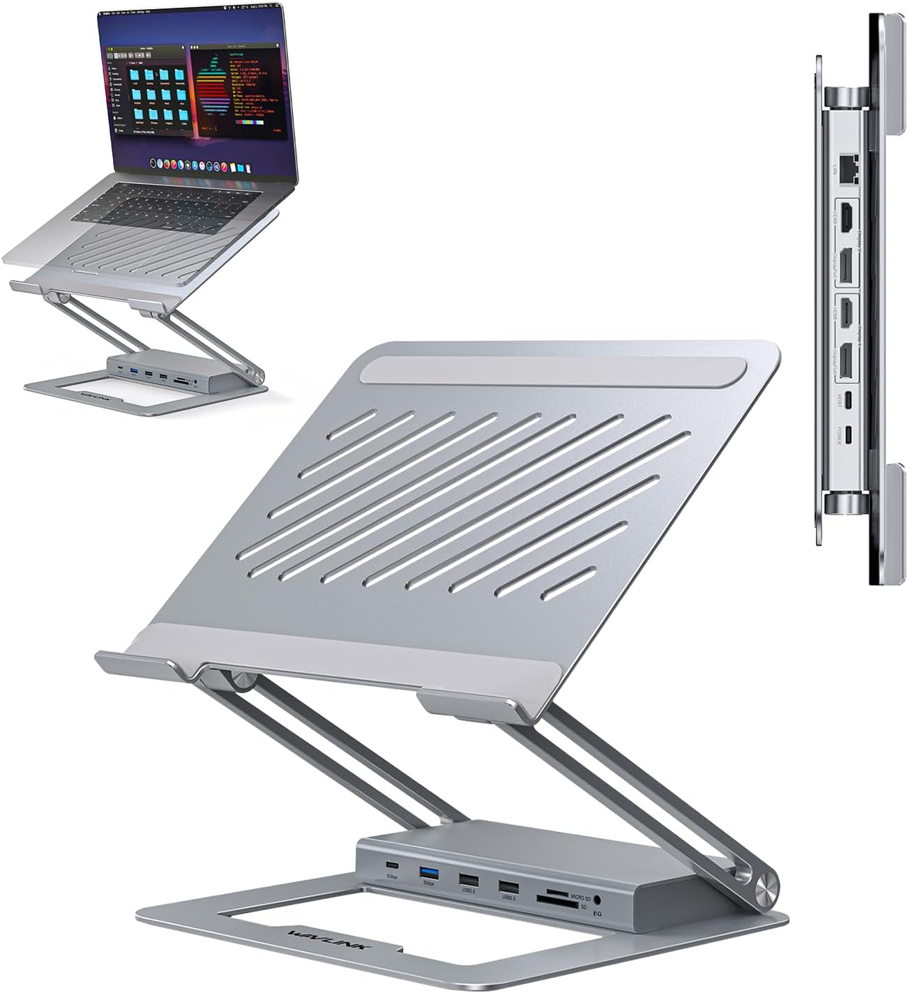 Amazon.com: WAVLINK Laptop Docking Station Stand Dual Monitors, 2K ...