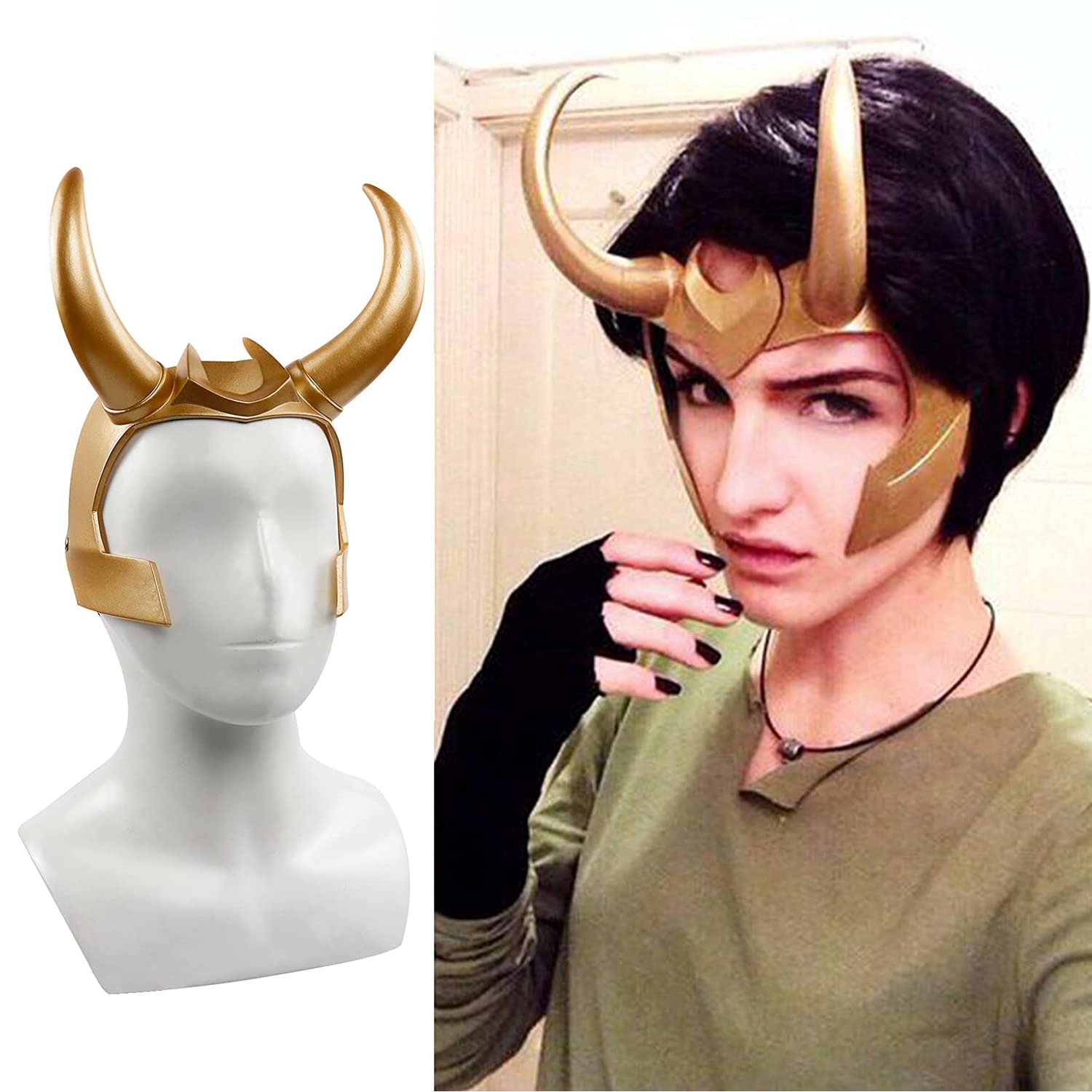 Buy Loki Helmet Horns Cosplay, 2021 TV Loki Series Movie Thor Ragnarok ...