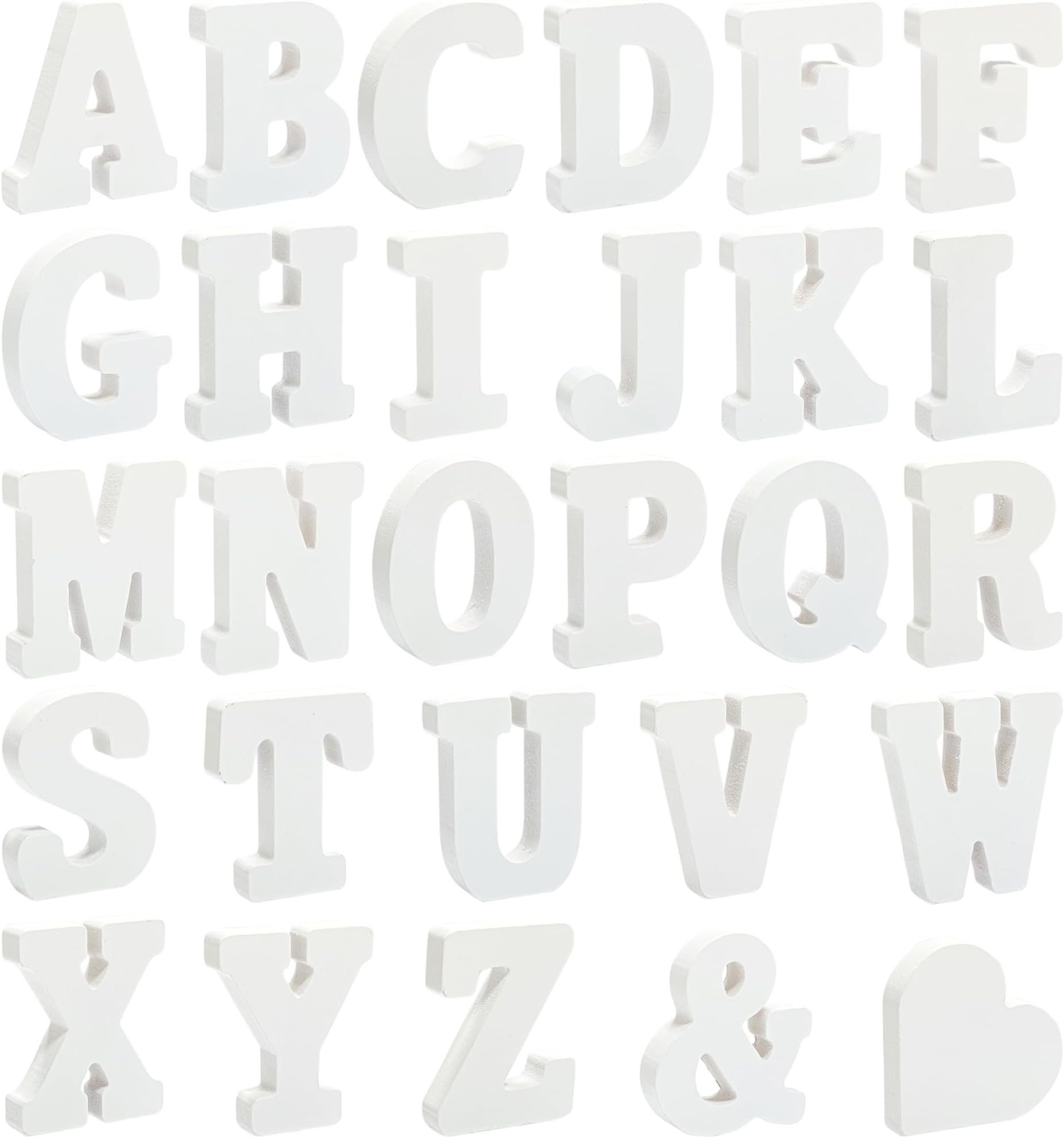Amazon.com: 3 Inch 56 Pieces White Wood Letters Table Standing Alphabet ...
