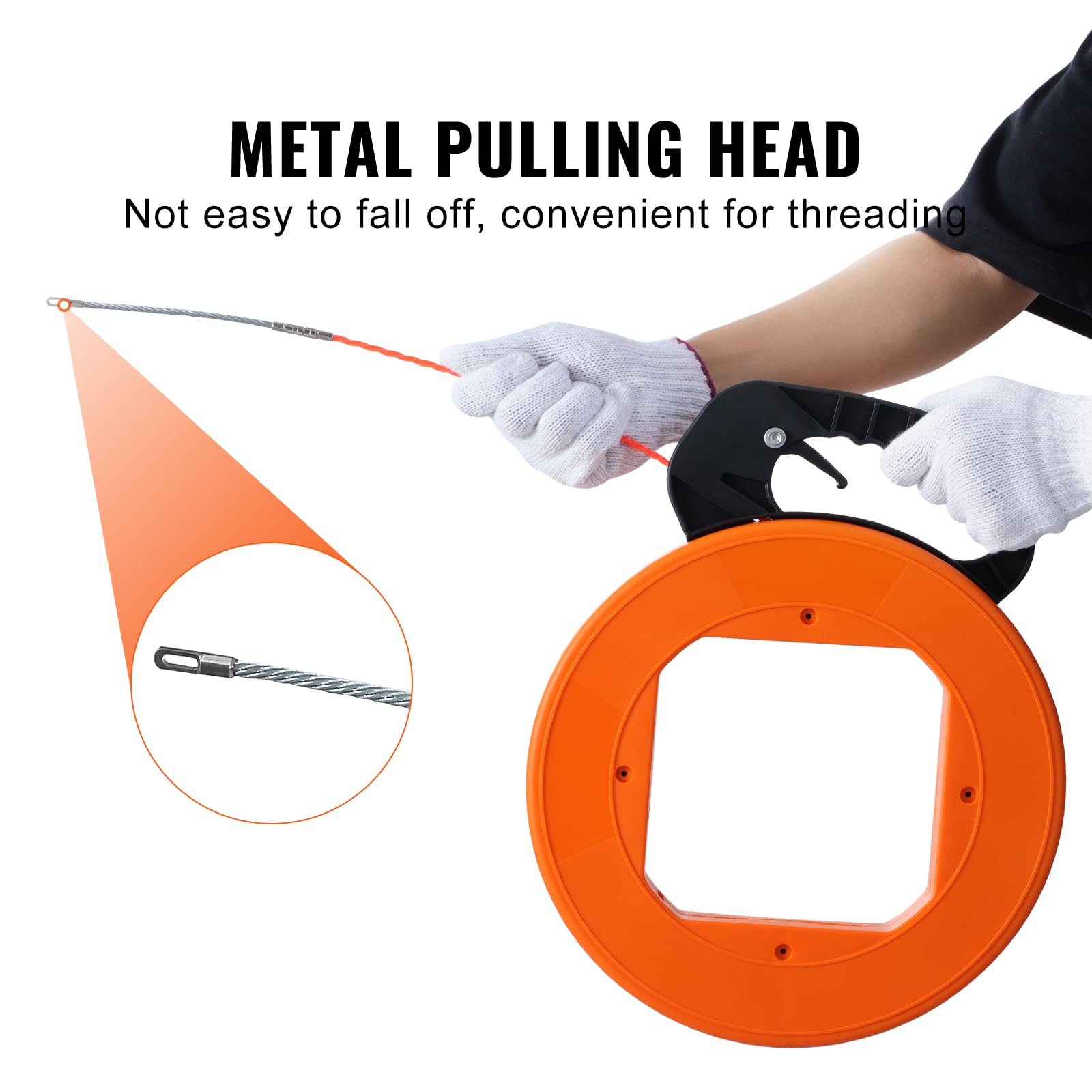 Fiberglass Fish Tape VEVOR 100ft Fish Tape - Non-Conductive Wire Puller ...