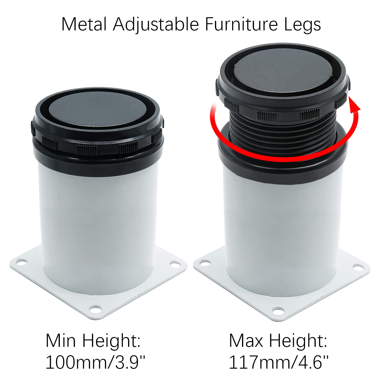 Snapklik.com : Kyuionty 4 Pack Adjustable Furniture Legs 4 Inch ...